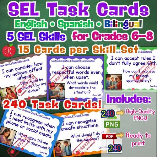 SEL Task Cards for Middle School(Grades6–8)|Social Emotional Learning ...