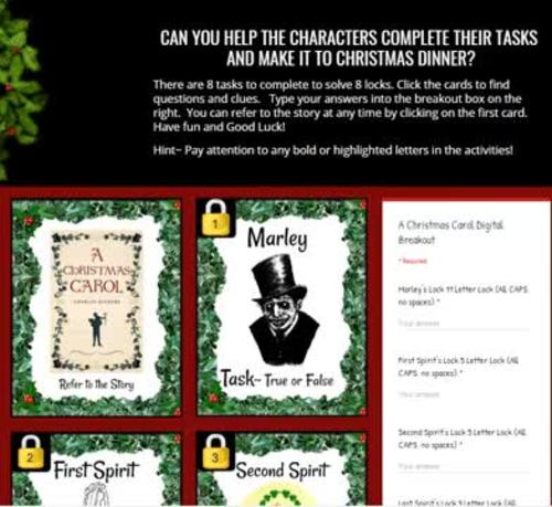 A Christmas Carol Activity Digital Escape Room Breakout Distance Learning