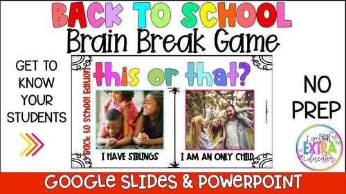 Classroom Community Games | Back to School Google Slides | Brain Breaks