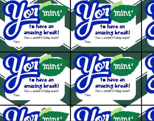 York Chocolate Christmas/Winter Holiday Gift Tag- Yor (You're) "mint ...