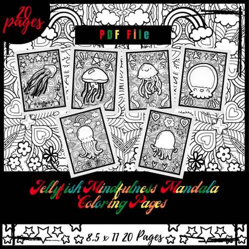 Mindfulness Jellyfish Coloring Pages, Sea Life Animals Printable ...