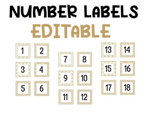 Printable Boho Neutral Number Labels, Calendar Number Labels, Numbers