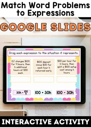 Matching Word Problems to Variable Expressions | Interactive Google Slides