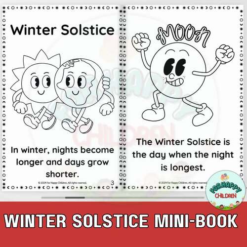 Winter solstice mini book | December coloring activities | TPT