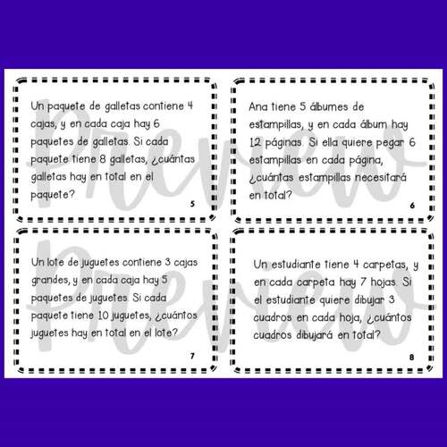 Multi-Step Math Word Problems -Tarjetas de problemas de varios pasos ...