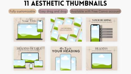 10+ Aesthetic Thumbnails Canva Template by zazzate | TPT