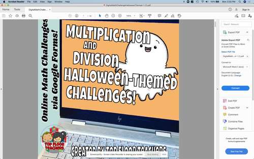 Single Digit Multiplication | Fall Themed by Top Floor Teachers | TPT