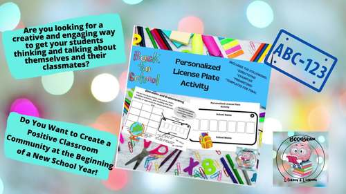 Back to School - Personalized License Plate Activity | TPT