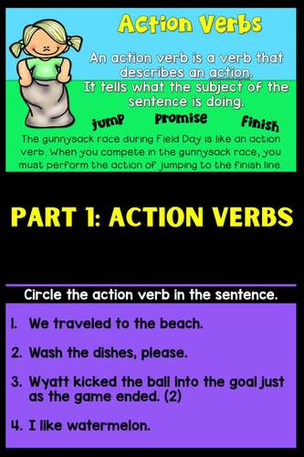 Types of Verbs PowerPoint Lesson: Action, Helping, and Linking Verbs