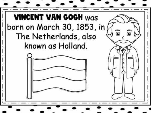 Vincent van Gogh Mini Information Book | Art Masters | TK - 5th | Art ...