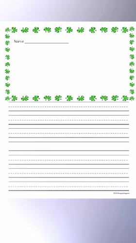 St. Patrick's Day Writing Paper - Lined Paper with Drawing Boxes - 20 ...