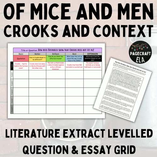 Of Mice and Men Assessment Task | Extract Question on Crooks & Context