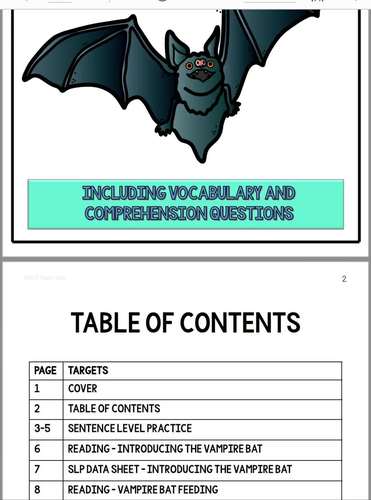 Vampire Bat - Vocalic R Articulation Reading & Vocalic R Sentence