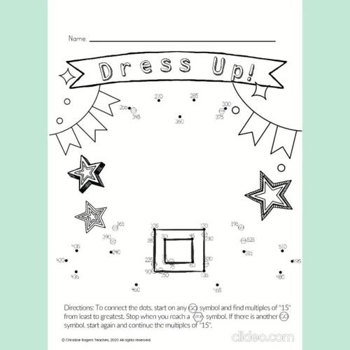 Dollar Deal Thanksgiving Math Connect the Dots Multiples Multiplication ...