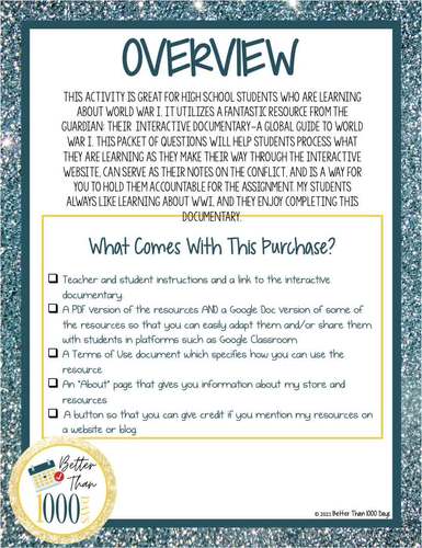 Global Guide to World War I Interactive Documentary Packet | TPT