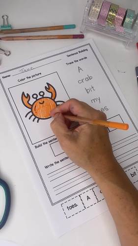 Kindergarten literacy centers and morning work sentence builder bundle