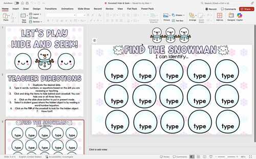 Snowball Hide & Seek /Sight Word & Phonics Game /Editable PowerPoint ...