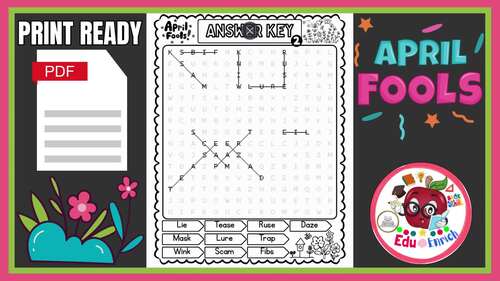 April Fools Prank Word Search | Spring Themed Puzzles by EduEnrich