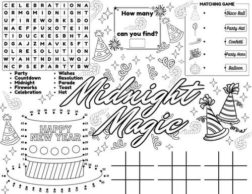 New Year Activity Placemats for Kids | Printable New Year Placemats ...