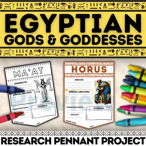 Egyptian Mythology Gods and Goddesses Pennant Research Activity Ancient ...