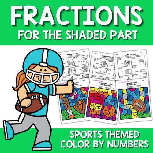 Fractions Color by Number Code Sports Theme Math Worksheets No Prep Fun ...