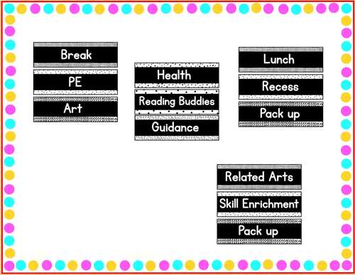 Printable Black and White Classroom Schedule, Classroom Schedule Labels