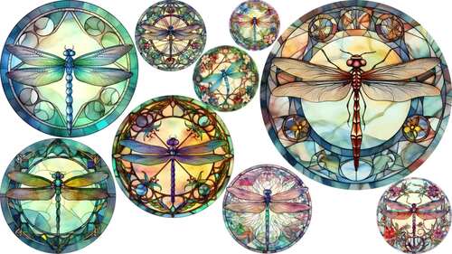 Watercolor Stained Glass Dragonfly Clipart Set of 20 Files | TPT