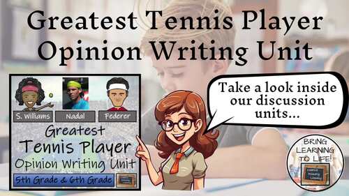 Greatest Tennis Player Opinion Writing Unit | 5th–6th Grade | TPT
