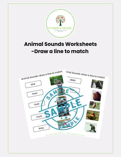 Animal Sounds worksheets-Draw a line to match | TPT