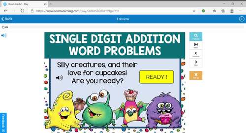 Single Digit Addition Word Problems BOOM Cards™ Distance Learning Task ...