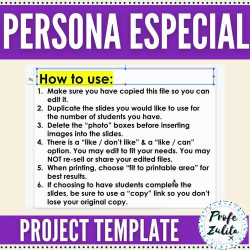 Persona Especial Project Templates | Special Person Interview Gallery Walk