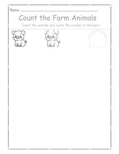 Farm Activity Worksheet Packet - Read, Math, Letters, Numbers Preschool