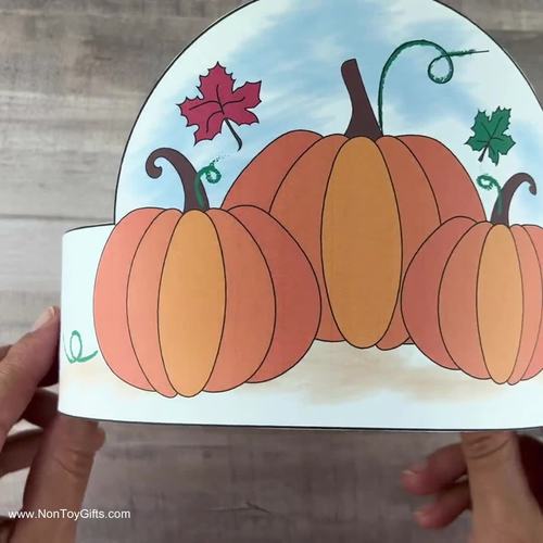 Pumpkin Headband - Fall Paper Hat - Crown - Autumn Coloring Activity