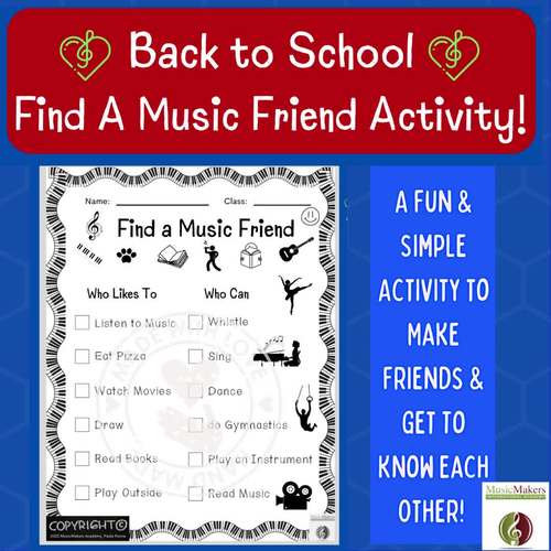 Music Find a Friend | Back To School Activity | Elementary Music Classes