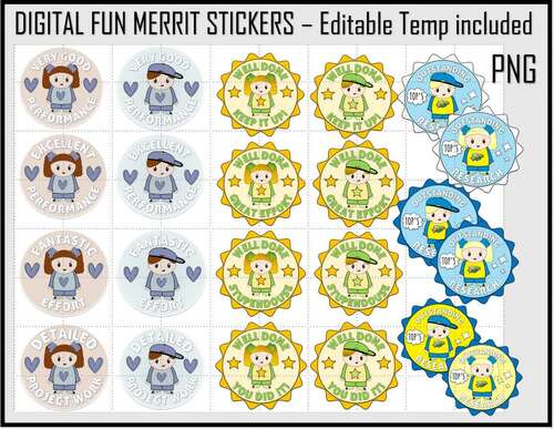 Merrit Sticker Clipart, Reward Stickers, Digital Merit Stickers ...