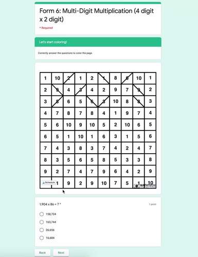 Multi-Digit Multiplication & Long Division Fact Fluency Color by Number ...