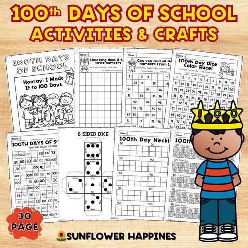 100th Day of School Worksheets and Activities Printables by Sunflower ...