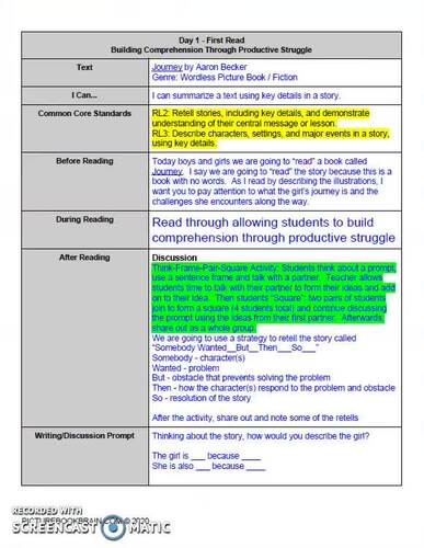 Journey by Aaron Becker Lesson Plan, Activities & Dictation | TPT