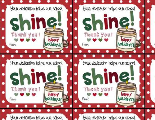 Candle Winter Holiday Gift Tag for Staff & Teachers- Your dedication ...