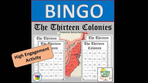 The Thirteen Colonies BINGO Review Game Activity by Betsey Zachry