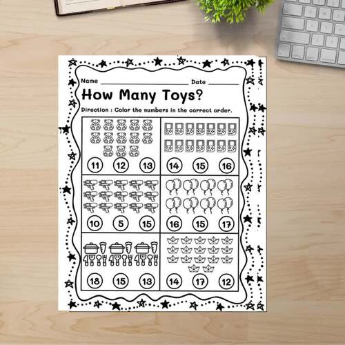 How Many Toys? Counting and Number Recognition Worksheets | TPT