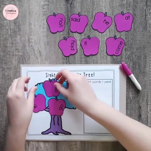 Sight Word Apple Tree Literacy Center Activity for Kindergarten | TPT