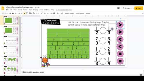 Comparing Fractions Using Models Google Slides by Hooty's Homeroom