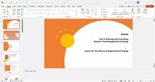 BOH4M UNIT 4:PLANNING AND CONTROLLING. 2 lessons on Organizational Change