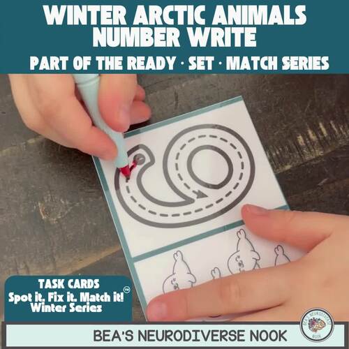 Winter Task Cards | Count & Write | Arctic Animal Match | SPED Autism ADHD