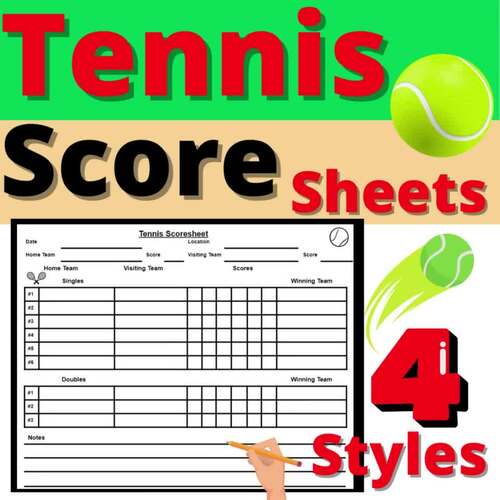 Tennis Score Sheets Coach Matches Coaching Resources by IncredibleDesigns