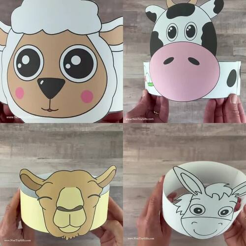 Nativity Hat Crafts - Nativity Animals - Christmas Coloring Crowns ...