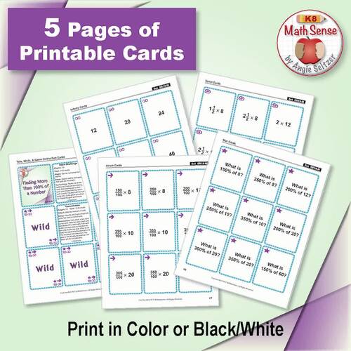 Finding More Than 100% of a Number: Math Sense Card Games & Activities ...
