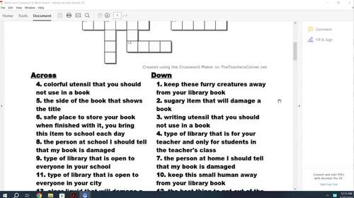 Library Book Care Word Search & Crossword Puzzle Bookmarks Activities