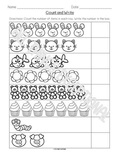 Kindergarten Math Worksheets by All Things Exceptional | TPT